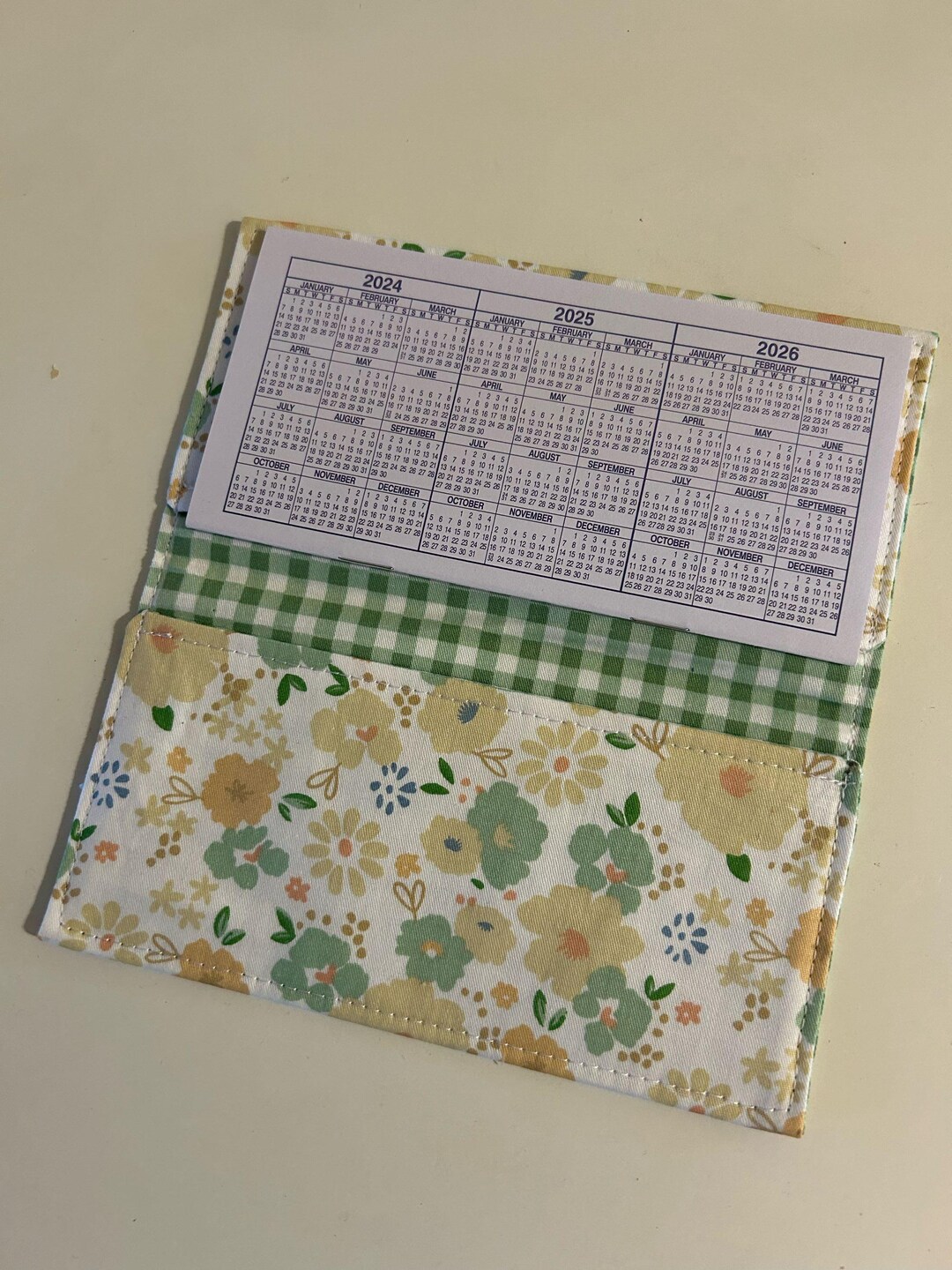 Checkbook Cover, GREEN FLORAL, Includes Current Dated Check Register ...