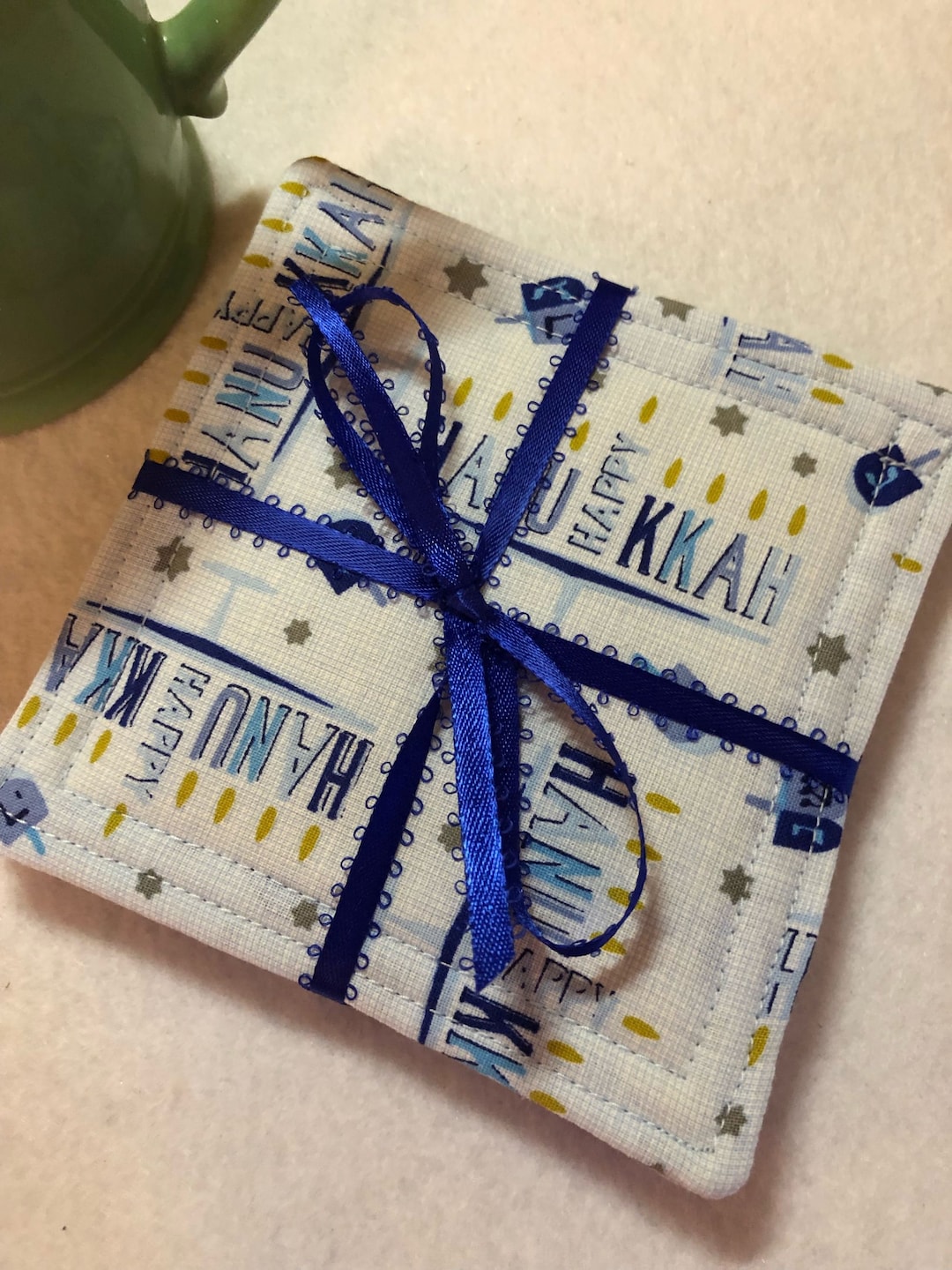 Gift Set, Coasters - HANUKKAH, Set of 4, Fabric Coasters, Handmade ...
