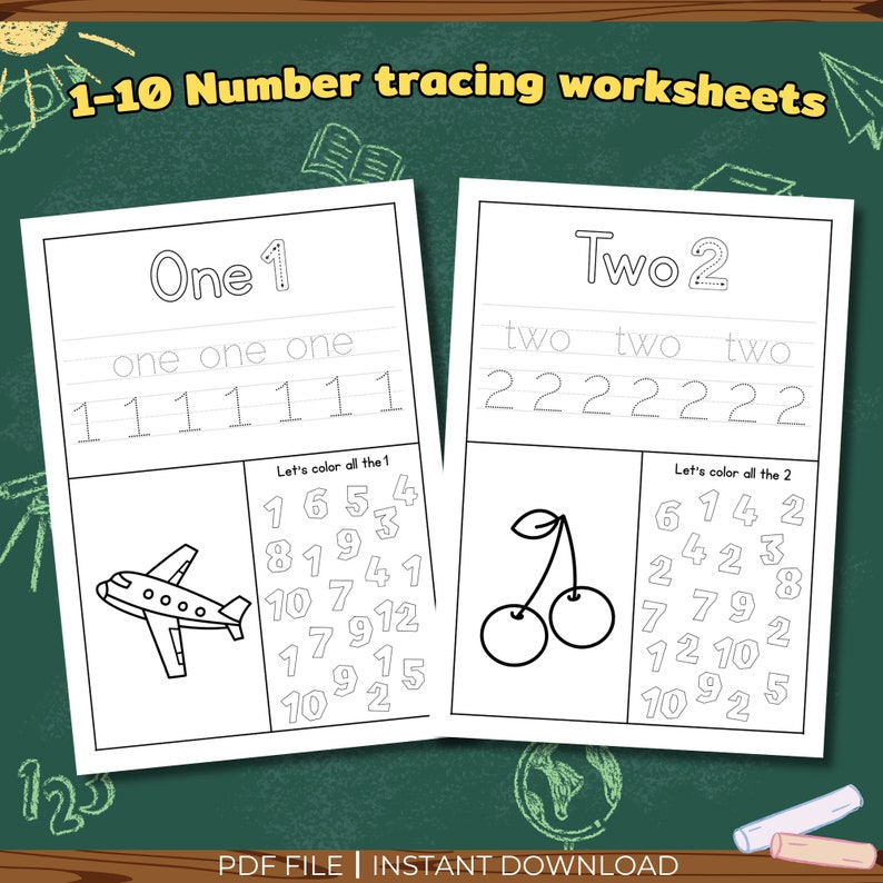 1-10, Number Tracing, Preschool Worksheet Printable, Number Recognition ...