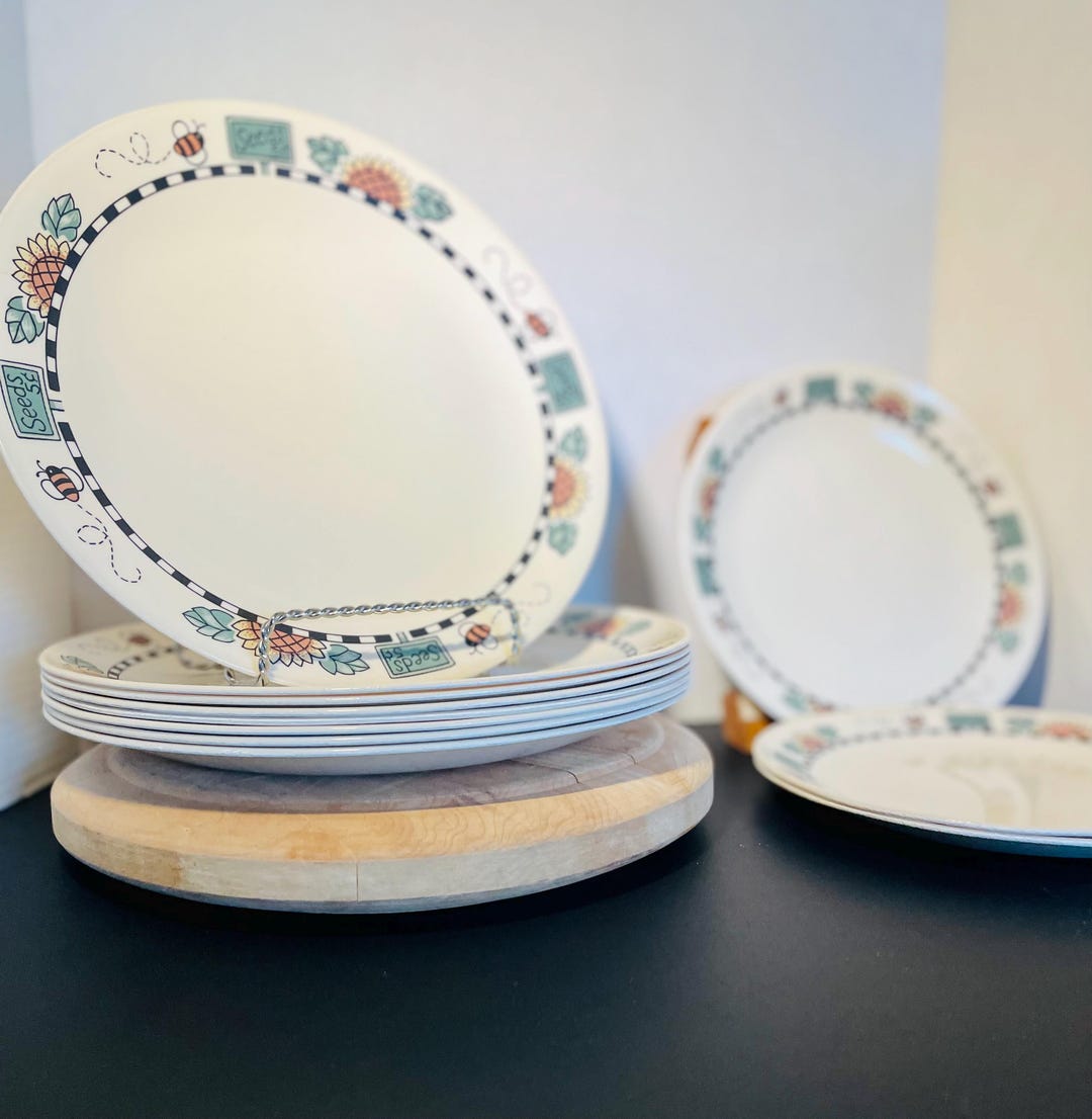 Vintage Corelle Livingware Sunblossoms Pattern, Dinner Plate Set 8 ...