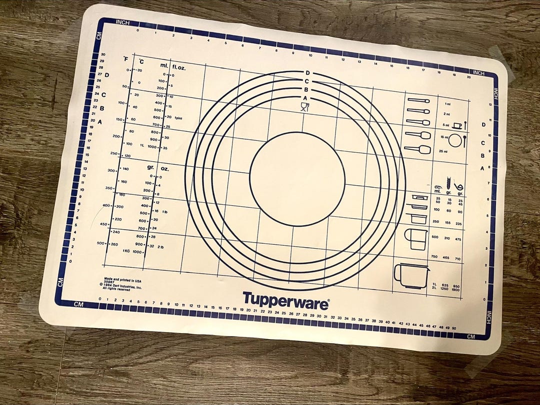 1984 Tupperware Pastry Mat in Navy Blue With Metric Imperial Conversion ...