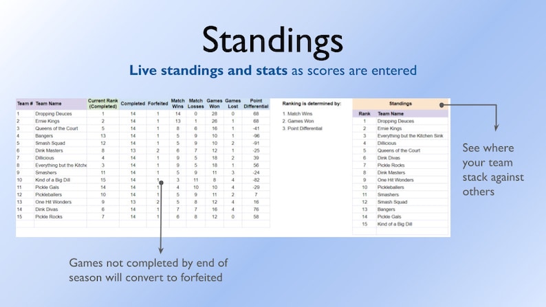Pickleball League Template - Round Robin Format, Max of 16 Teams ...