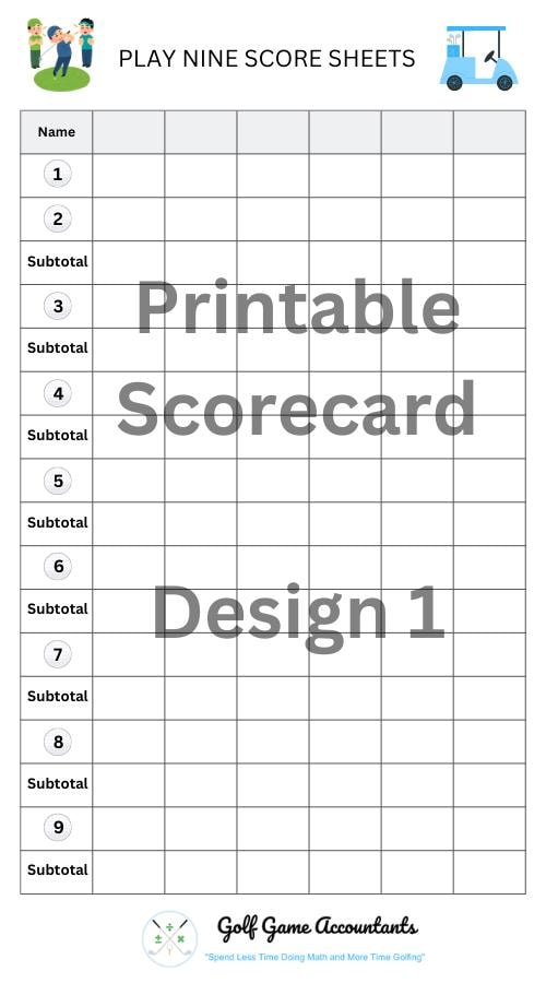 Play Nine Card Game Printable Scorecards, Play 9 Score Sheet, Printable ...