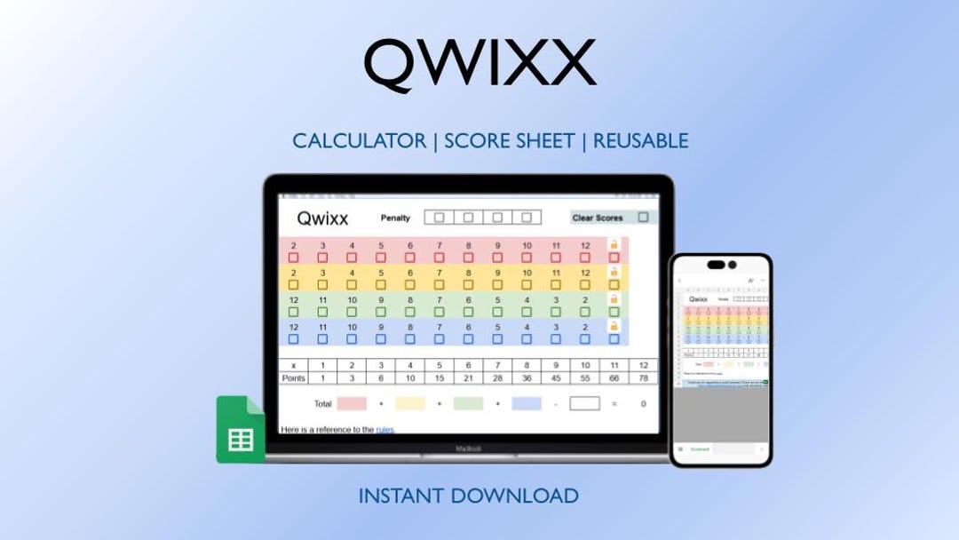 Qwixx Scoresheet, Digital Scorecard, Google Sheets - Etsy