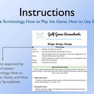 Bingo, Bango, Bongo Golf Scorecard, 2-4 Players, 9-18 Holes, Google ...