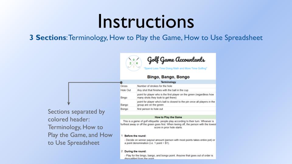 Bingo, Bango, Bongo Golf Scorecard, 2-4 Players, 9-18 Holes, Google ...