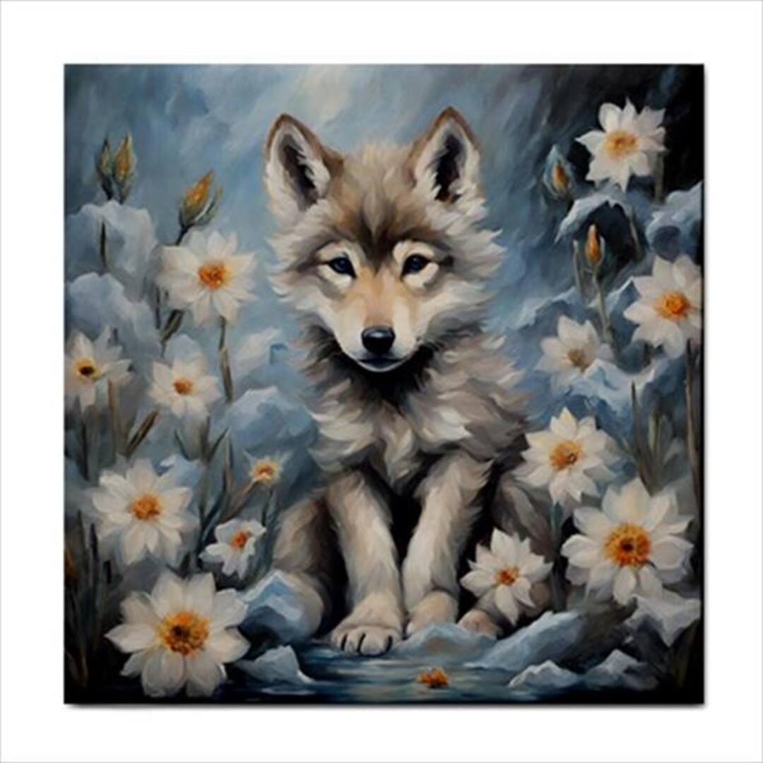 Wolf Cub Flowers Ceramic Tile Backsplash Home Wall Decor Art - Etsy
