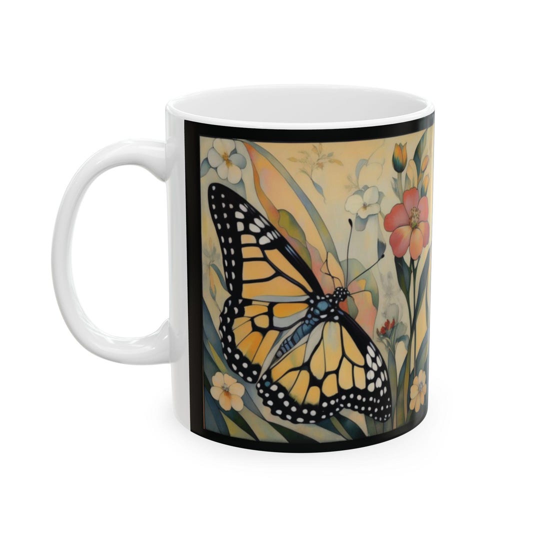 Monarch Butterfly Art Coffee Mug Tea Ceramic 11oz - Etsy