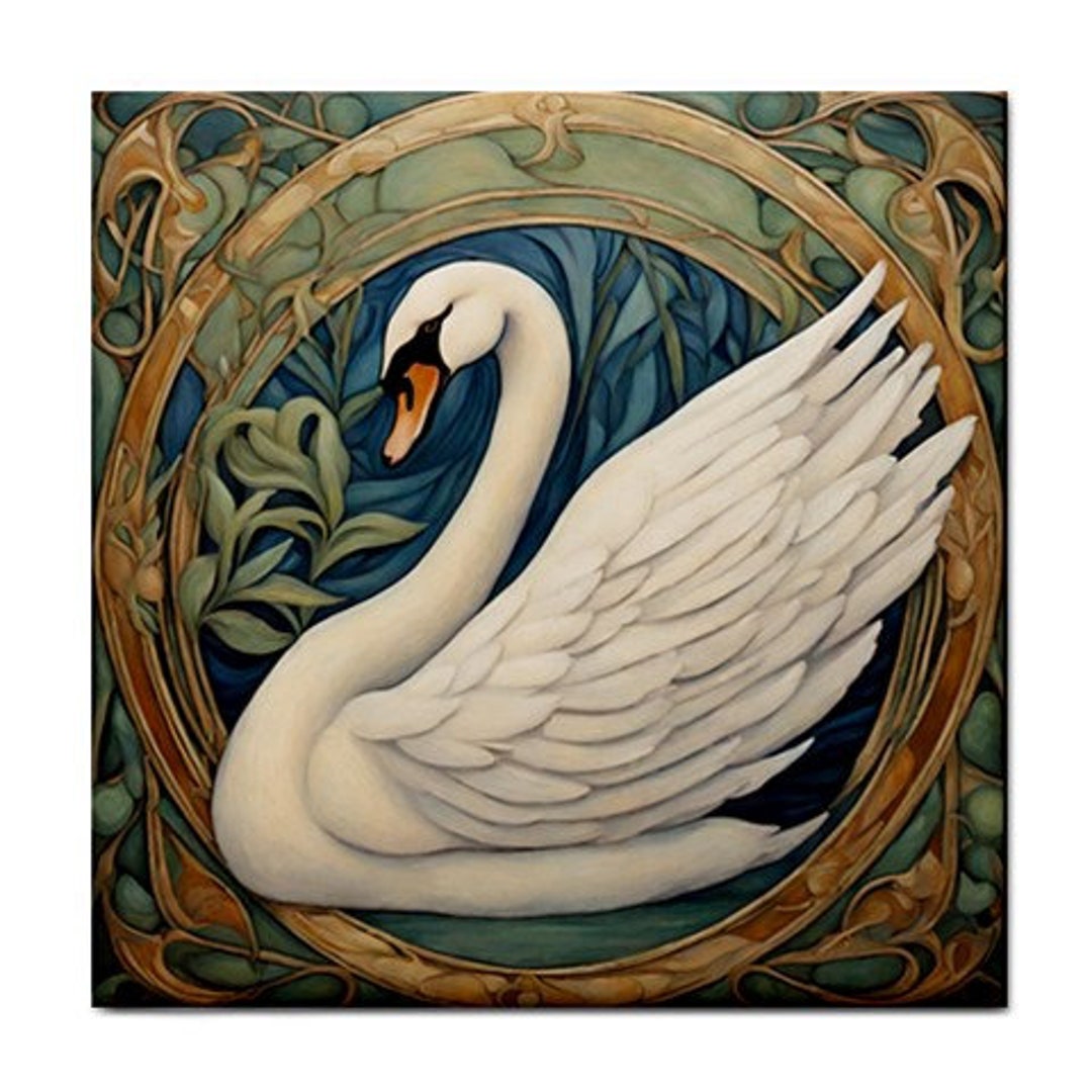 Swan Ceramic Tile Backsplash Home Wall Decor Art Nouveau - Etsy