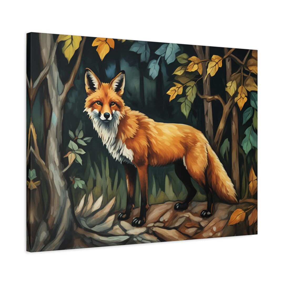 Fox Canvas Print Wall Decor, Matte Finish, 32x24 - Home Decor, Nature ...