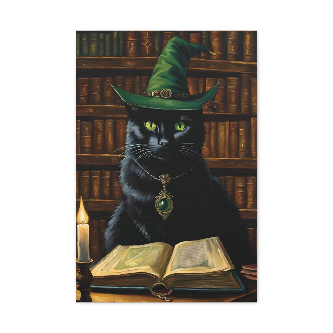 Wizard Cat Feline Art Canvas Print Wall Decor 20x30 Inch Ready to Hang ...