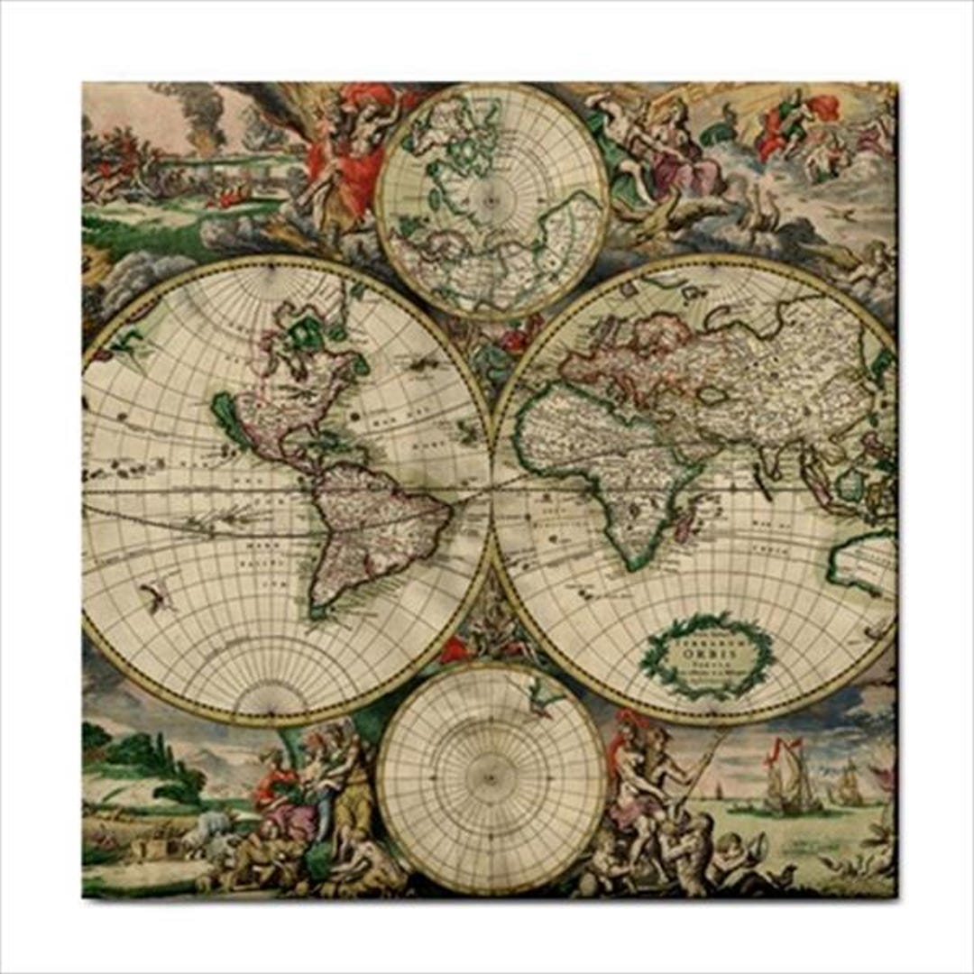 World Map Ceramic Tile Art Backsplash Home Wall Decor Inches Vintage ...