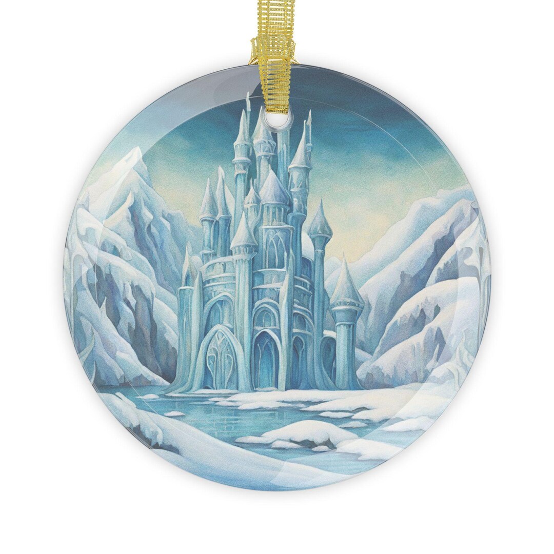 Glass Ornament Ice Snow Castle Art Keepsake Gift Tree Holiday Home ...