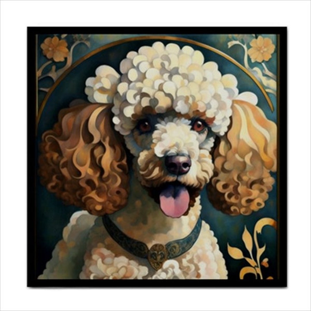 Poodle Dog Ceramic Tile: Art Nouveau Home Decor - Etsy