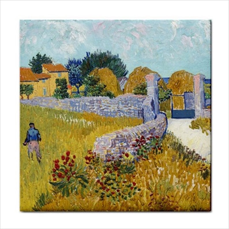 Van Gogh Landscapes Ceramic Tiles: Impressionist Art Backsplash, Set of ...