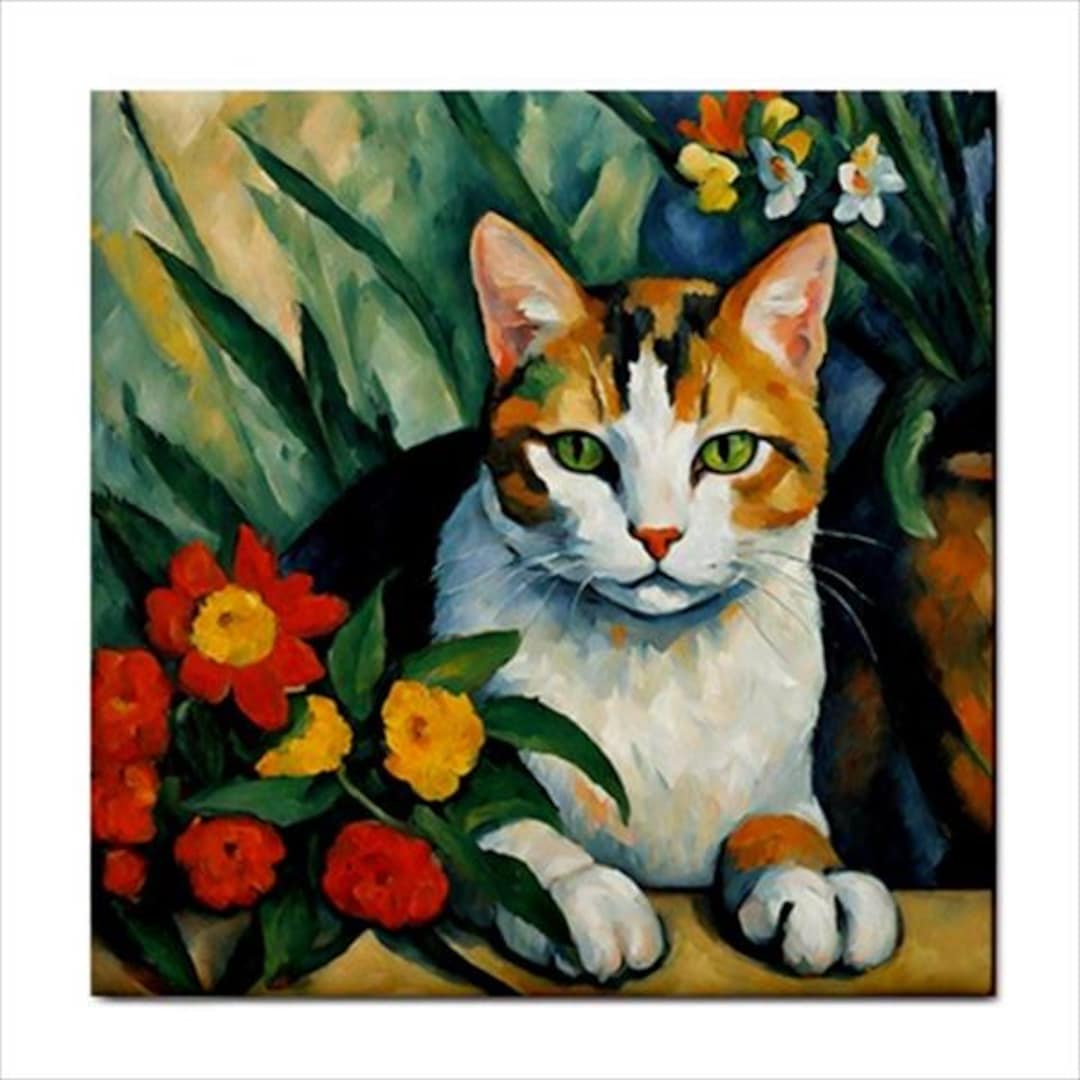 Cat in Garden Ceramic Tile Backsplash Home Wall Decor Art - Etsy