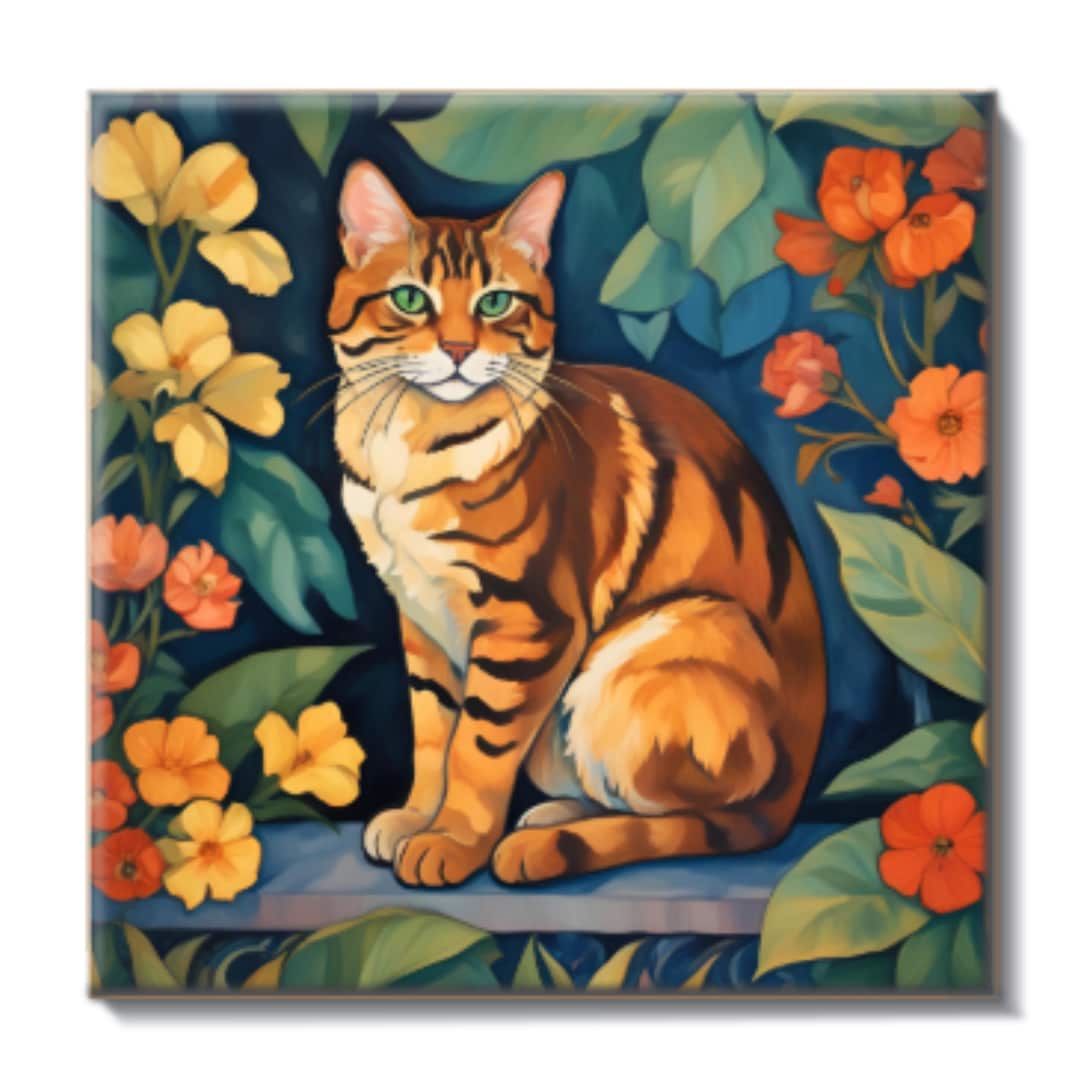 Tabby Cat Ceramic Tile Feline Backsplash Home Decor Wall Art - Etsy