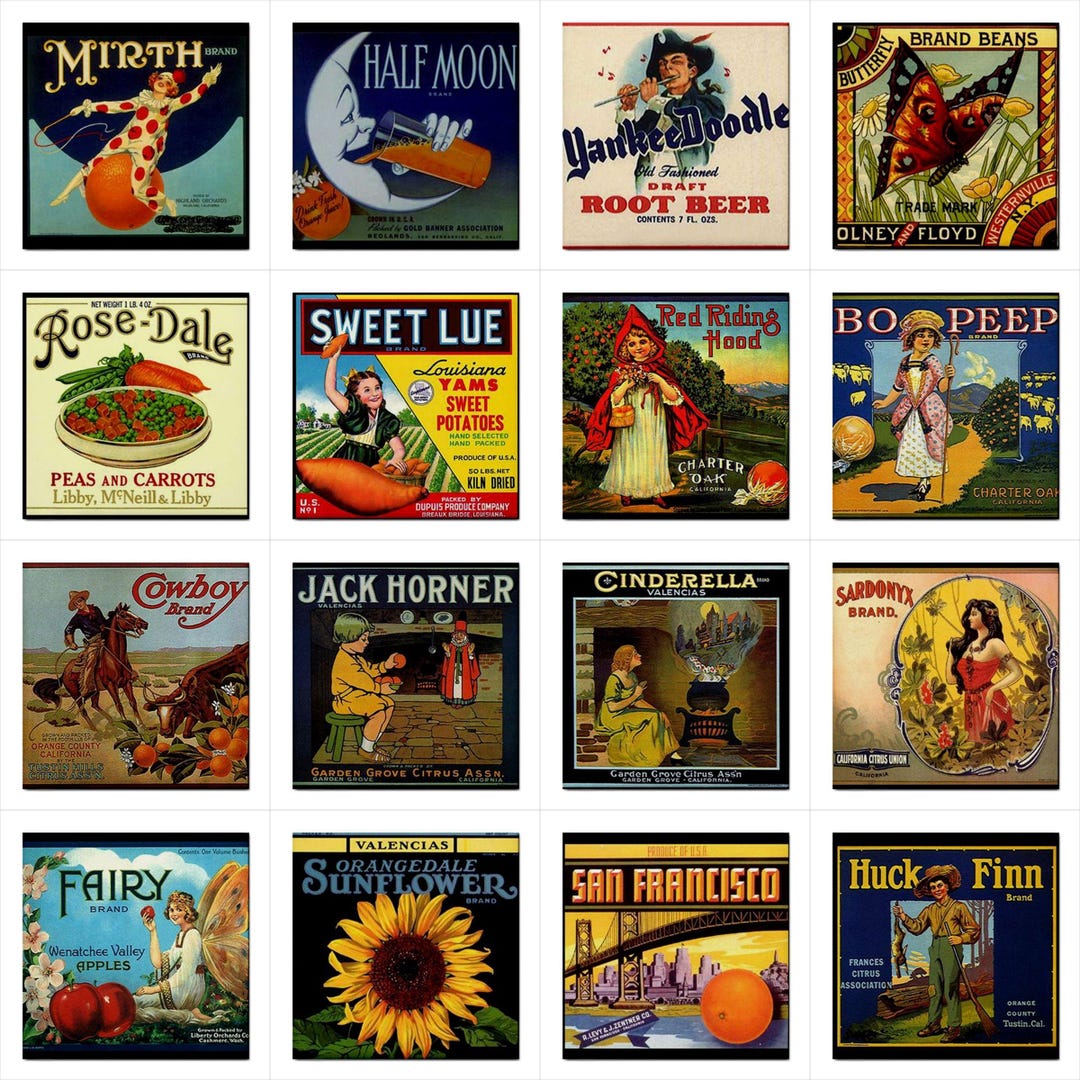 Vintage Food Ads Ceramic Tiles, Kitchen Backsplash Art – Set of 16 - Etsy