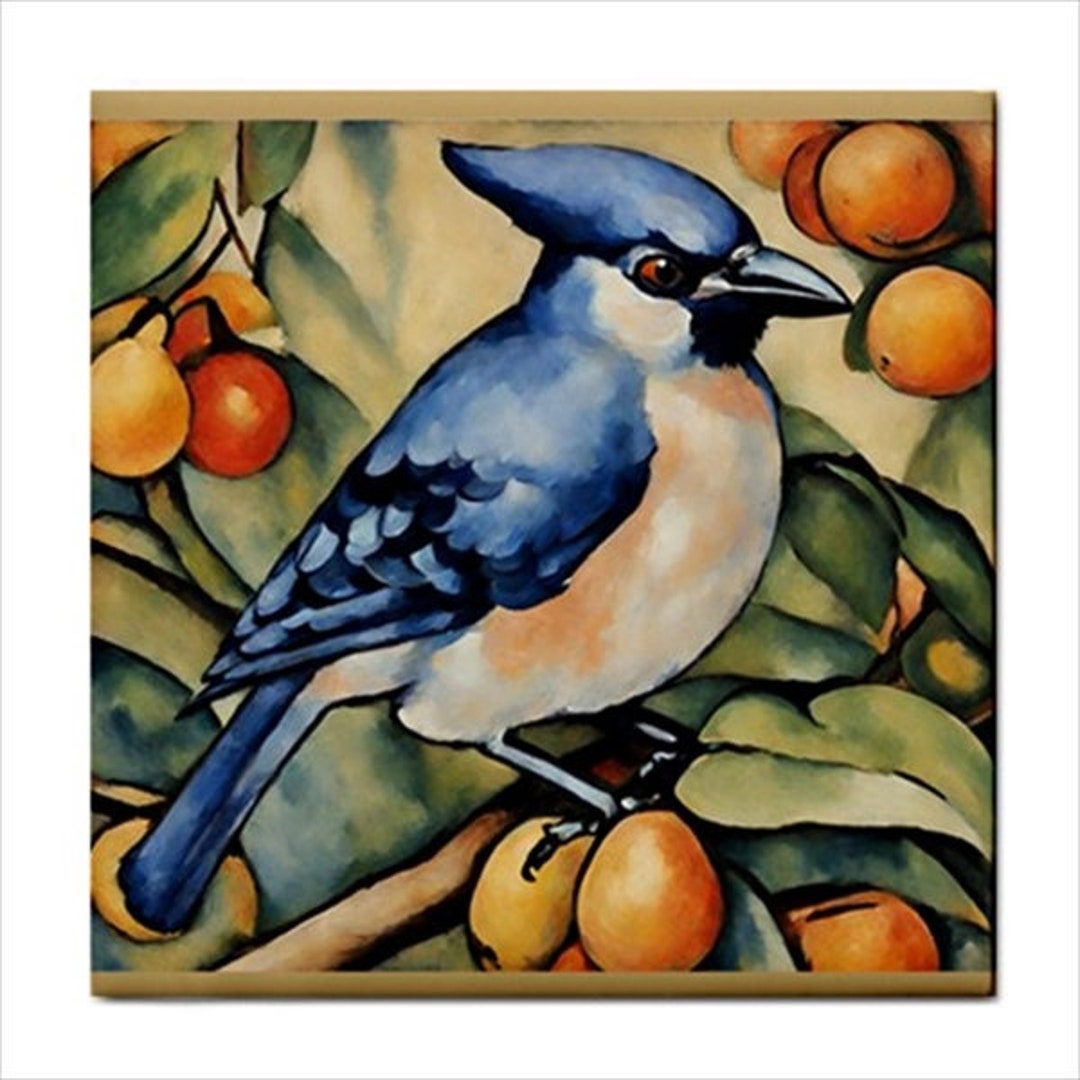 Blue Jay Ceramic Tile Art Nouveau Style Backsplash Home Wall Decor - Etsy