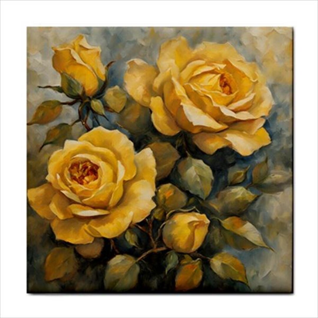 Yellow Roses Ceramic Tile Wall Art – Floral Backsplash Accent for ...