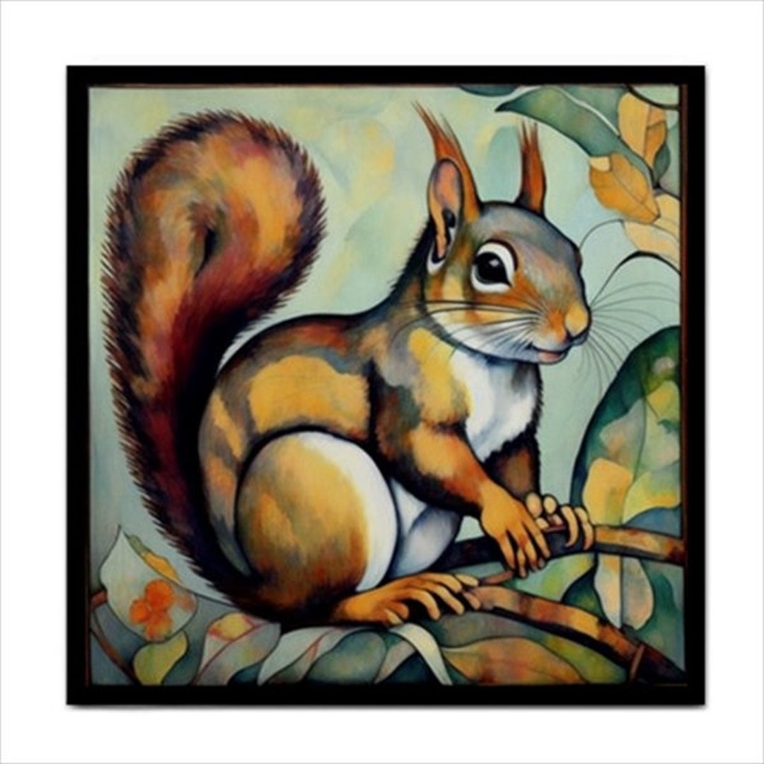 Tree Squirrel Ceramic Tile Art Nouveau Style Backsplash Home Wall Decor ...