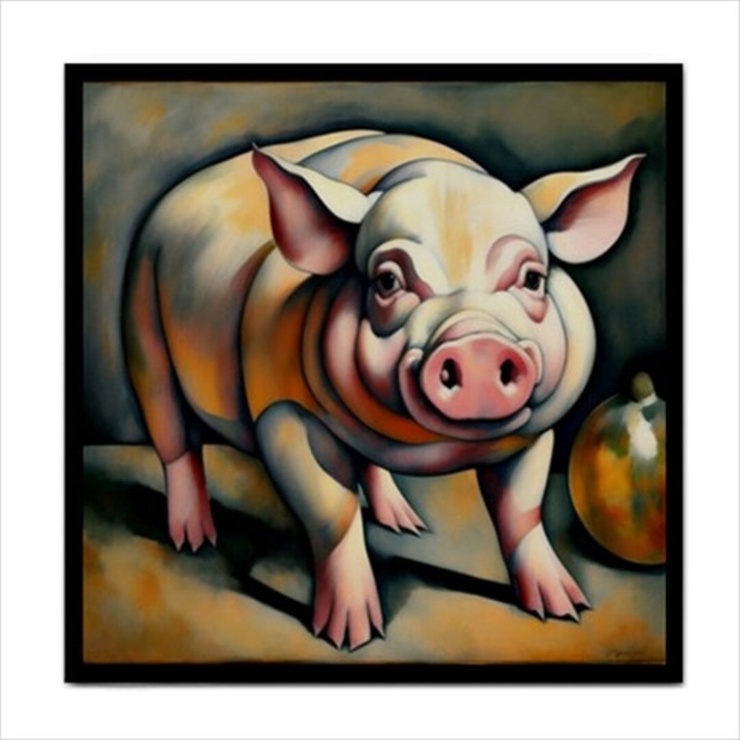 Art Nouveau Pig Ceramic Tile: Decorative Backsplash - Etsy