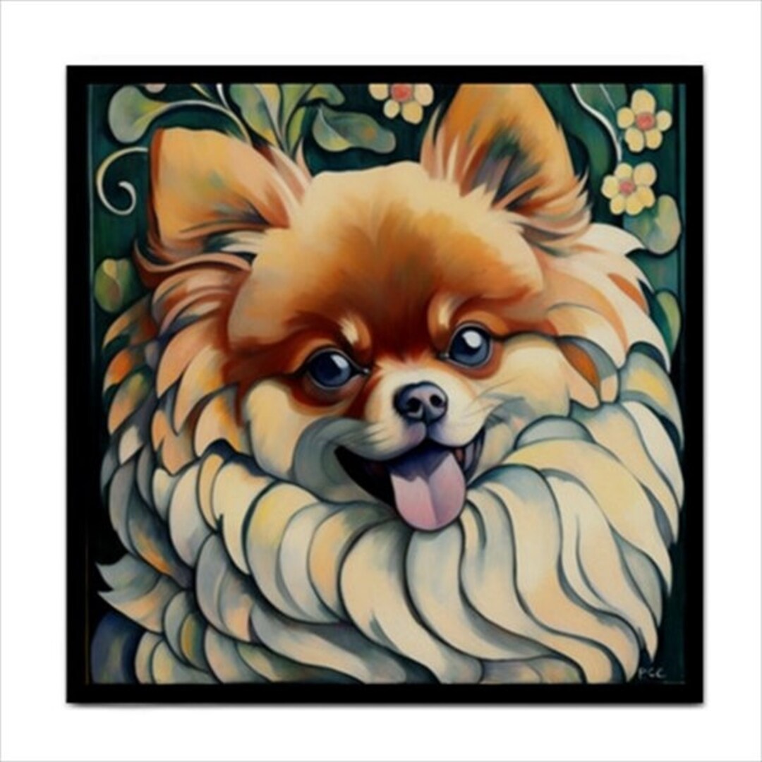 Pomeranian Dog Ceramic Tile Art Nouveau Style Backsplash Home Wall ...