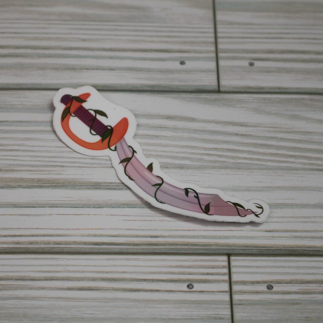 Curved Magenta and Orange Sword Sticker (die-cut, 3.5-in Tall, Glossy ...