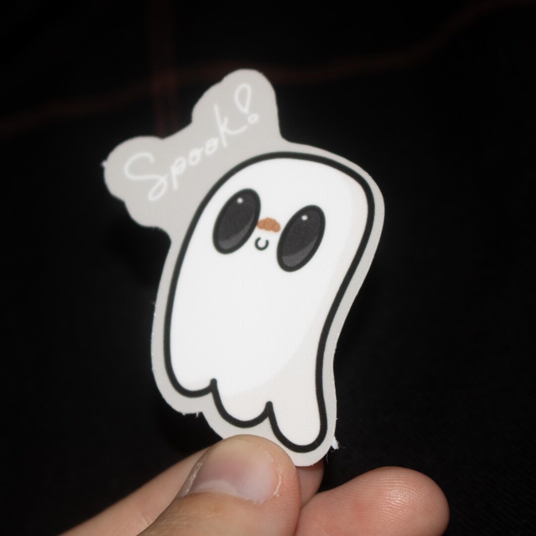 Spook! Sticker, Die-cut, 2-in, Glossy, Water-resistant, Ghost, Cute - Etsy