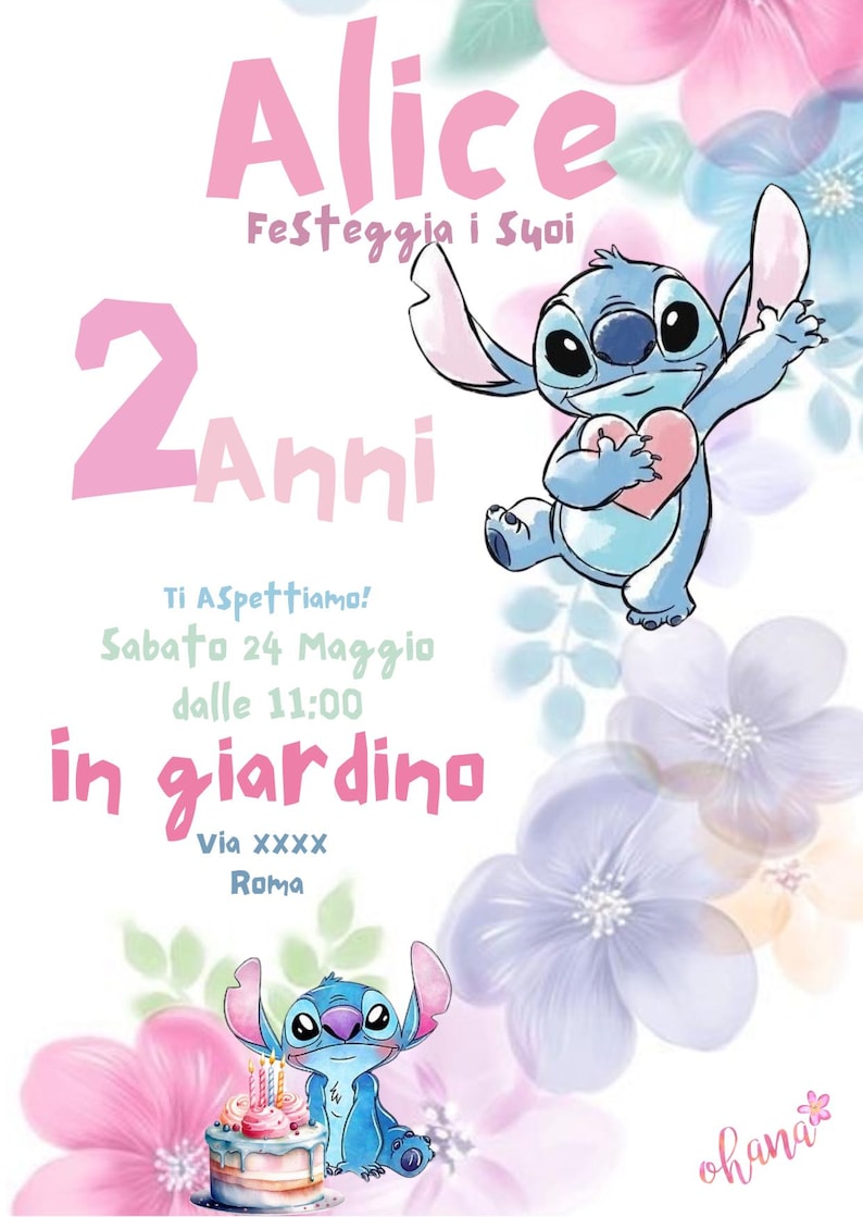 Invito Compleanno Digitale tema Stitch - Etsy Italia