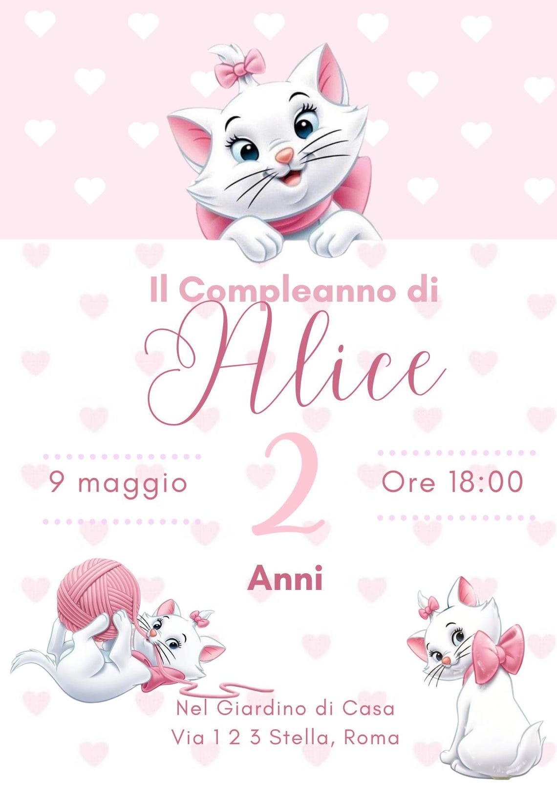 Digital Birthday Invitation – Minù (marie) Theme From the Aristocats - Etsy