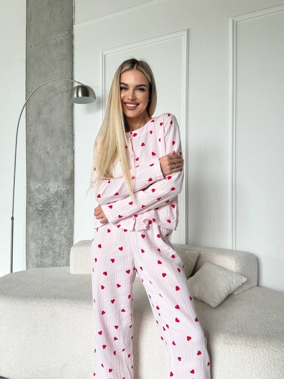 Muslin Pajama Set, Double Gauze Homewear, 100 % Cotton Pajamas, Organic ...