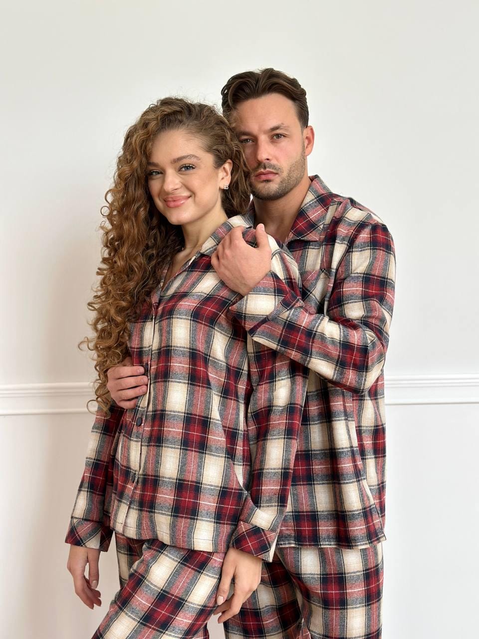 Family & Couples Christmas Pajamas | Matching Red Plaid Set | Cozy ...