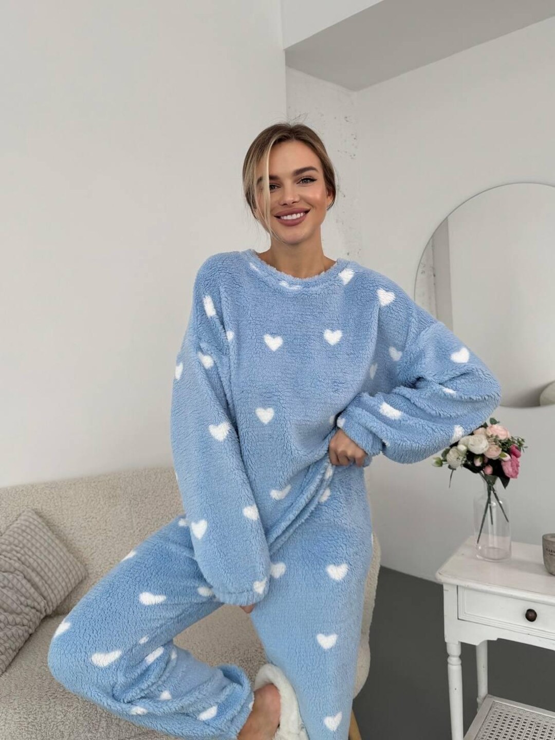 Cozy Teddy Pajamas Set for Women | Warm Plush Loungewear | S–2XL ...