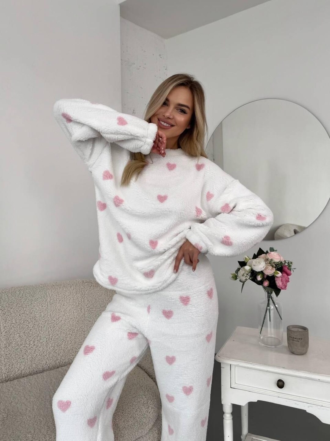 Cozy Teddy Loungewear Set for Women | Soft Warm Pajamas | Home Outfit S ...