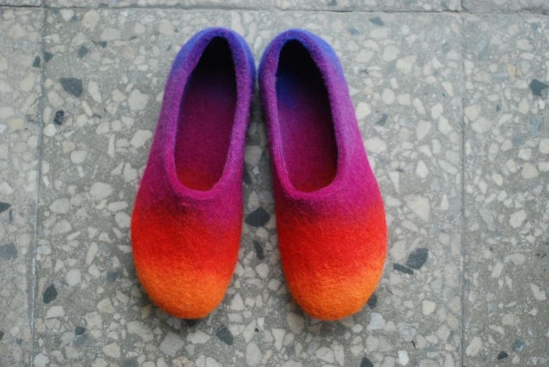 Colorful wool slippers rainbow home shoes gift for woman | Etsy