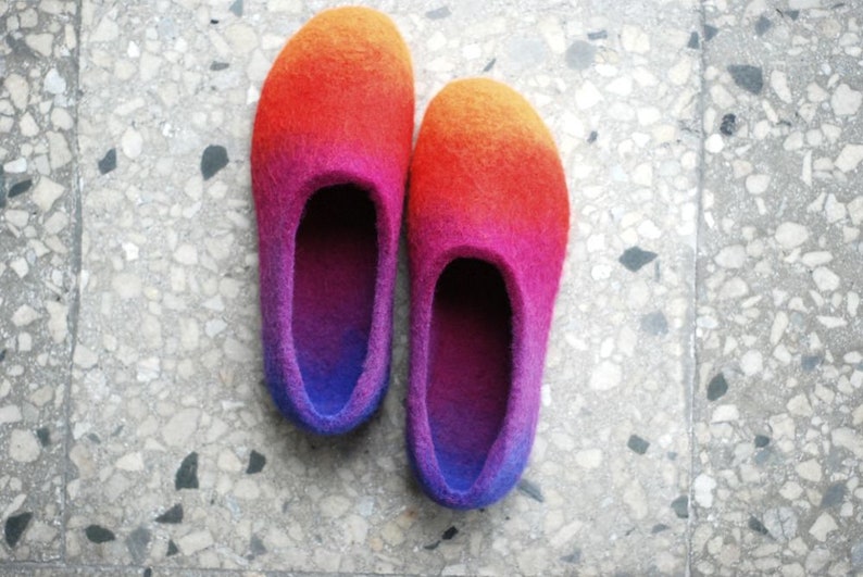 Colorful wool slippers rainbow home shoes gift for woman | Etsy