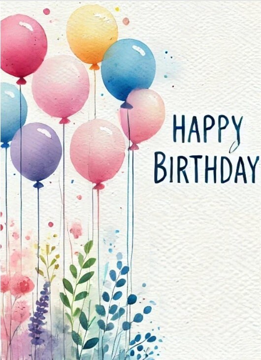 Happy Birthday Card for Download and Print at Home - Etsy