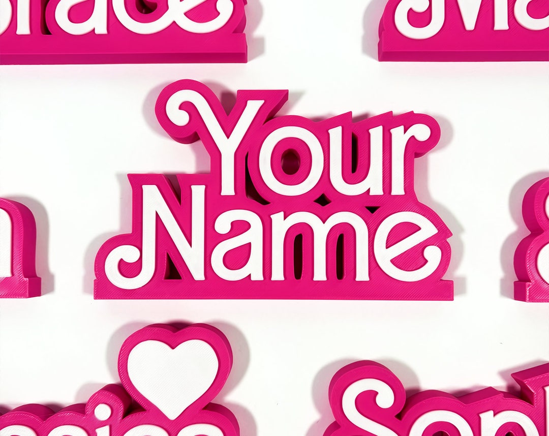 Personalised Pink Doll Name Sign | Custom 3D Printed Name Plate | Pink ...