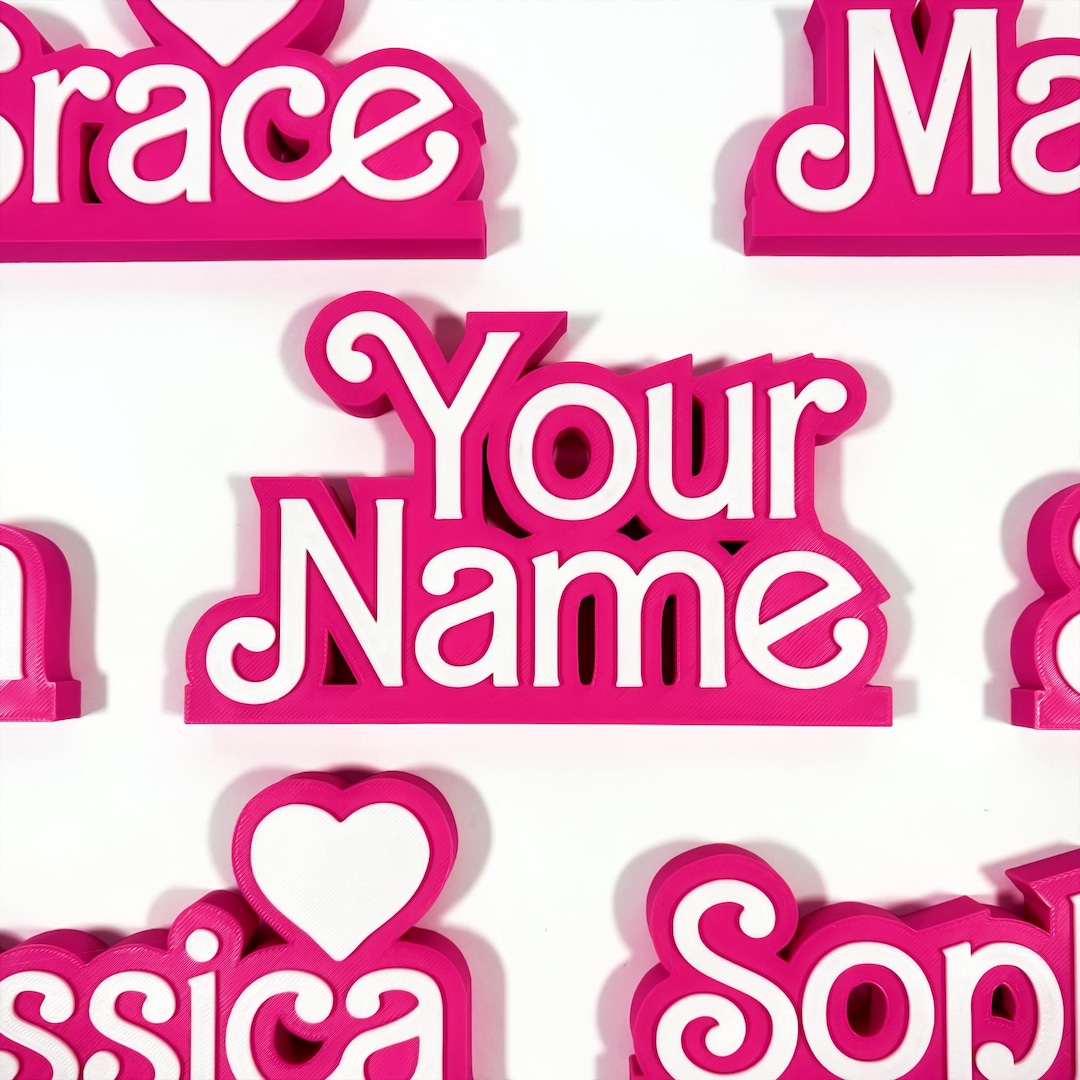 Barbie Personalised Pink Doll Name Sign | Custom 3D Printed Plate for Kids Bedroom Decor - Etsy