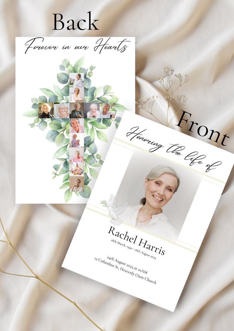 Green Cross Funeral Program, Order of Service, Obituary Template ...