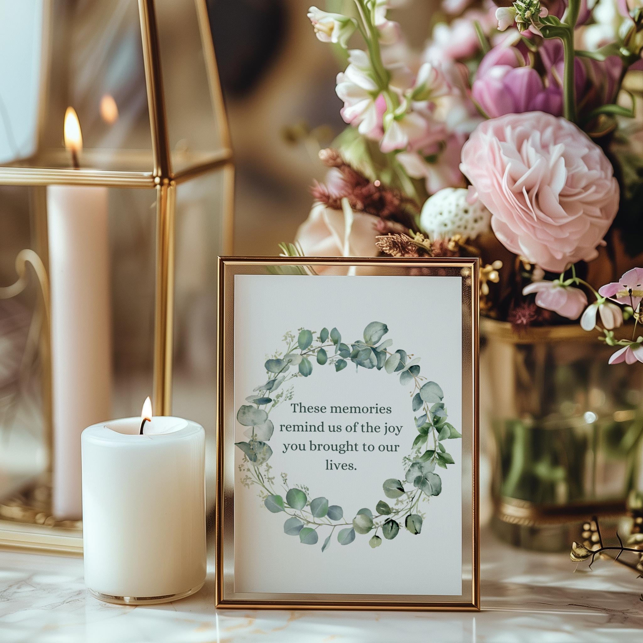 Funeral Table Sign, in Loving Memory, Celebration of Life Decor, 5x7 ...