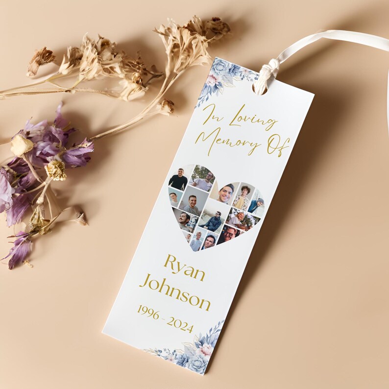 Editable Funeral Bookmark Template, Memorial Bookmark Template, Funeral ...