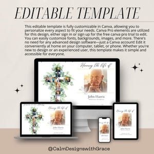 Green Cross Funeral Program, Order of Service, Obituary Template ...