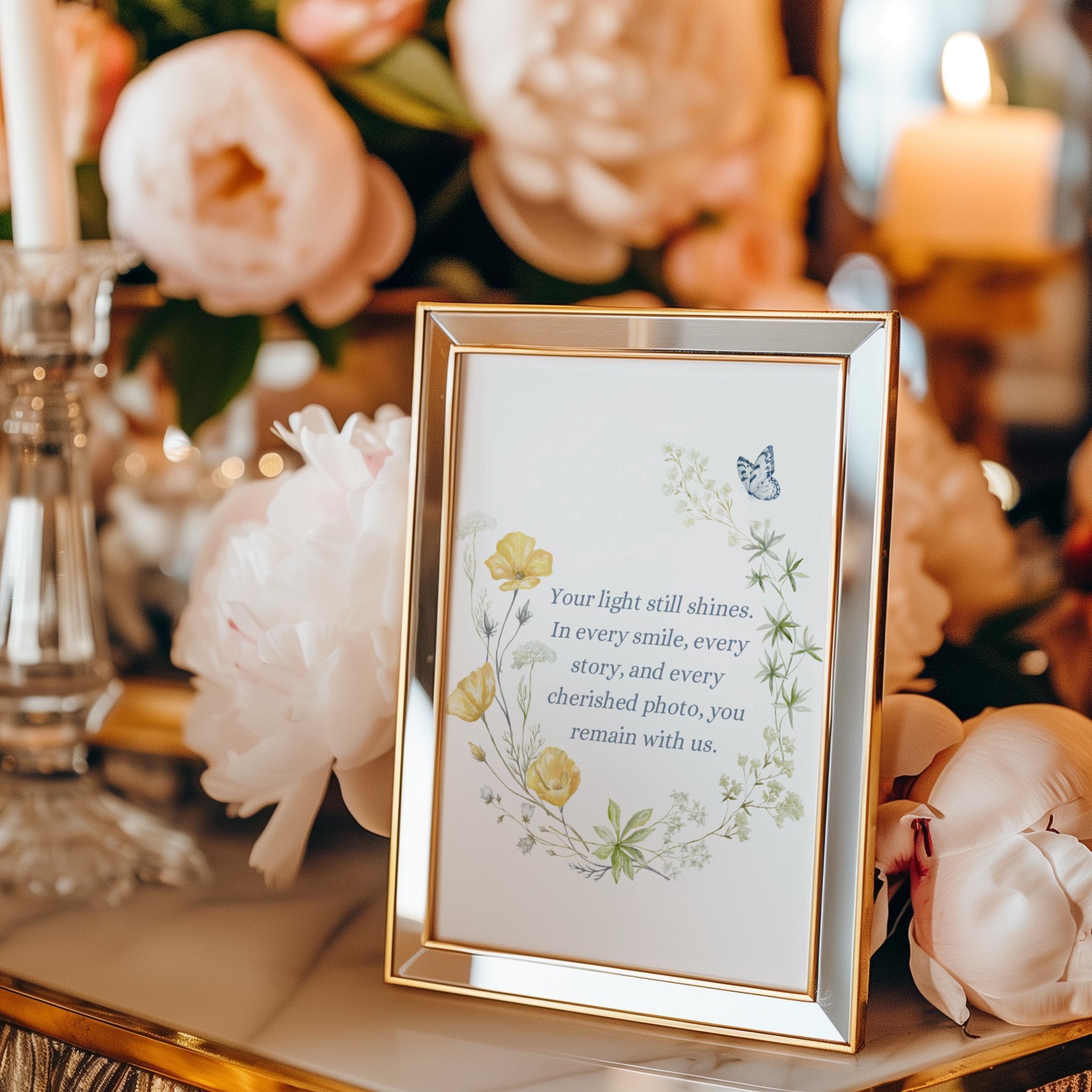 Funeral Table Sign, in Loving Memory, Celebration of Life Decor, 5x7 ...