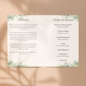 Green Cross Funeral Program, Order of Service, Obituary Template ...
