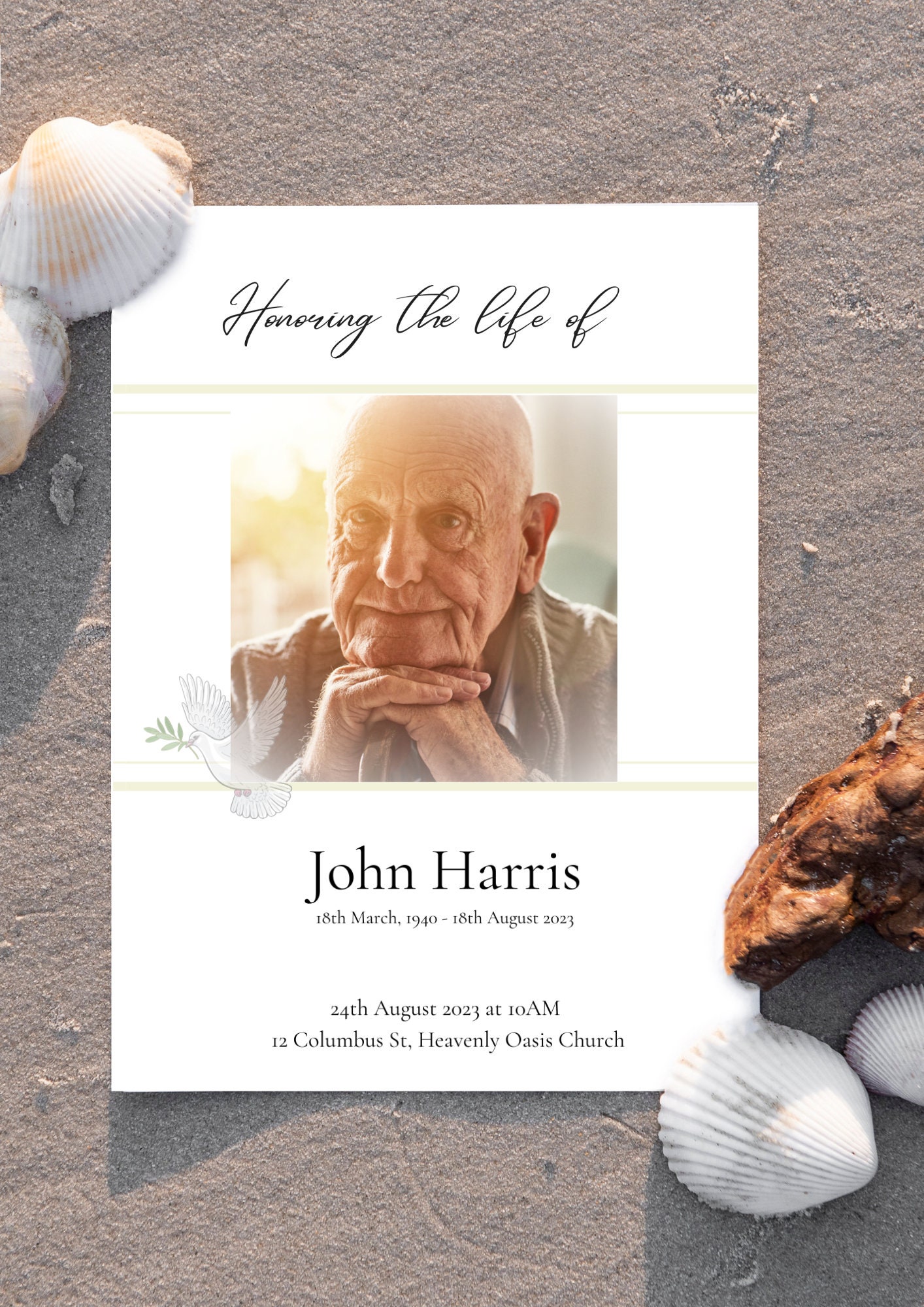 Green Cross Funeral Program, Order of Service, Obituary Template ...