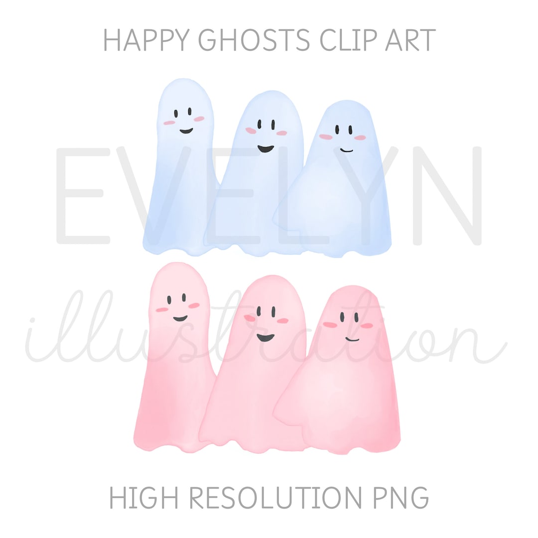 Watercolor Ghosts Clip Art, Watercolor Pink Ghosts Clip Art, Watercolor ...