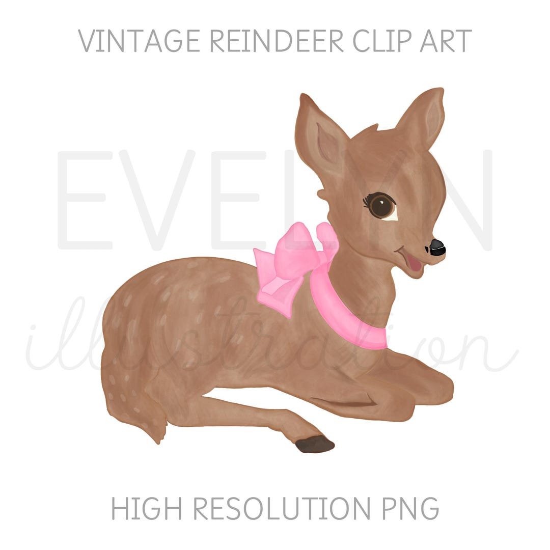 Watercolor Reindeer PNG, Vintage Reindeer Clip Art, Classic Christmas ...