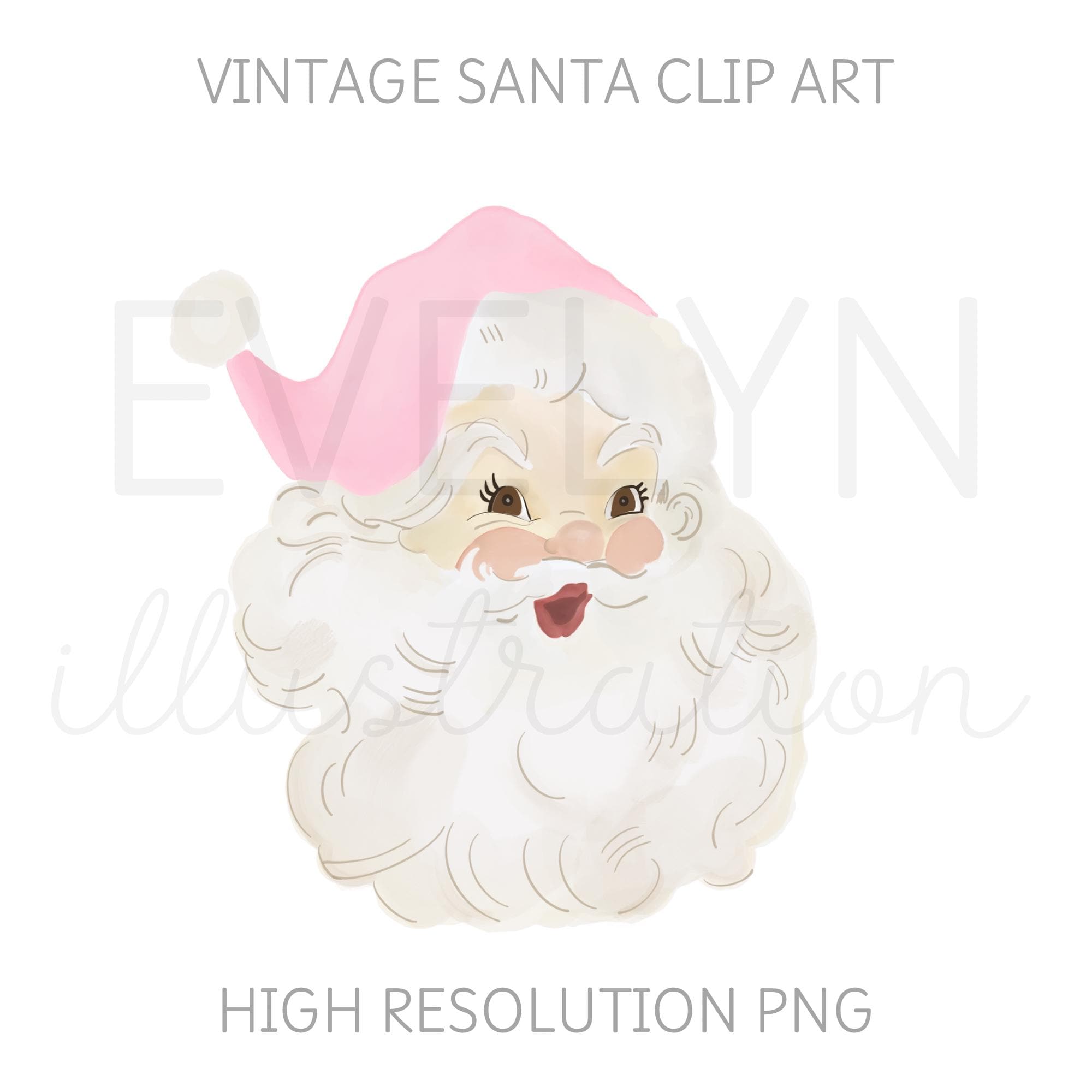 Watercolor Vintage Santa PNG, Vintage Santa Clip Art, Classic Christmas ...